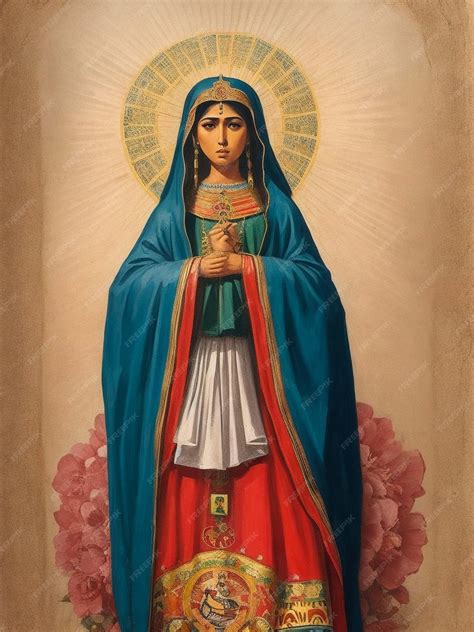 Premium Ai Image Stained Glass Vectorstyle Image Of Virgen Maria High
