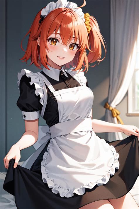 Anime Girl In Maid Outfit Posing On Bed With Her Hands On Her Hips