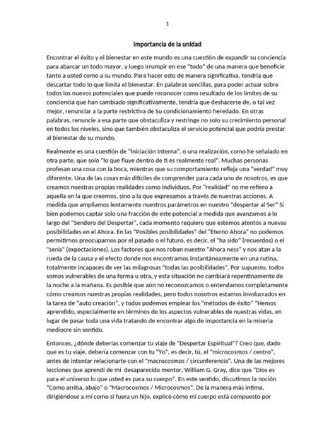 Importancia De La Unidad Pdf