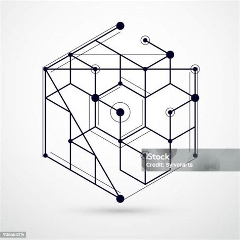 抽象向量幾何等距黑白背景機械方案 向量工程圖 立方體和幾何機構零件向量圖形及更多三角圖片 三角 不規則碎片形 六角形 Istock