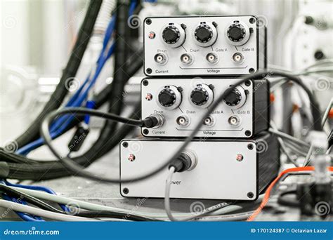 Various Wires And Cables Connected To 3 Science Laboratory Electric