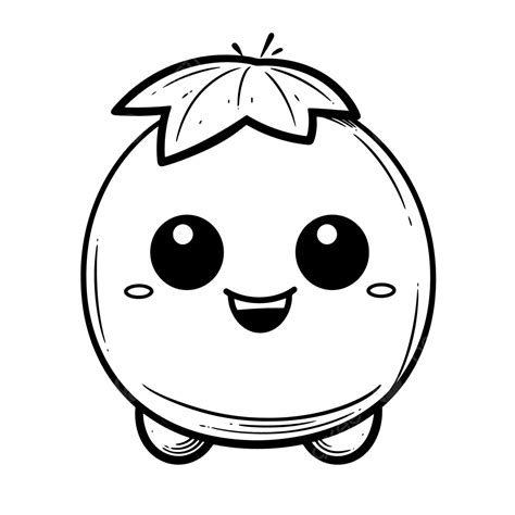 Kawaii Fruit Coloring Pages Outline Sketch Drawing Vector Ob