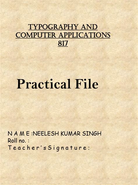 Typography Practical File New Pns Pdf Computing