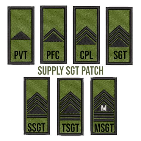 Army Ranks Embroidered Patch Supply Sergeant Ph