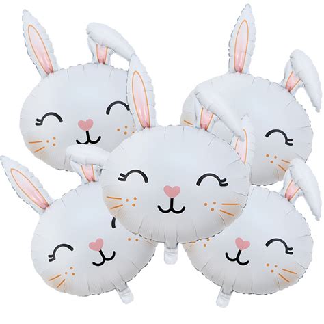 5pcs 30 Easter Bunny Balloon Happy Easter Bunny Head Foil Balloons Easter Party Decor Rabbit