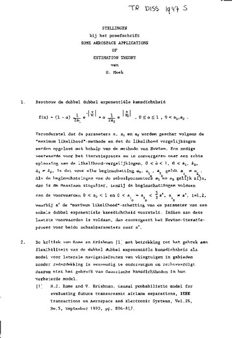 Pdf Some Aerospace Applications Of Estimation Theory