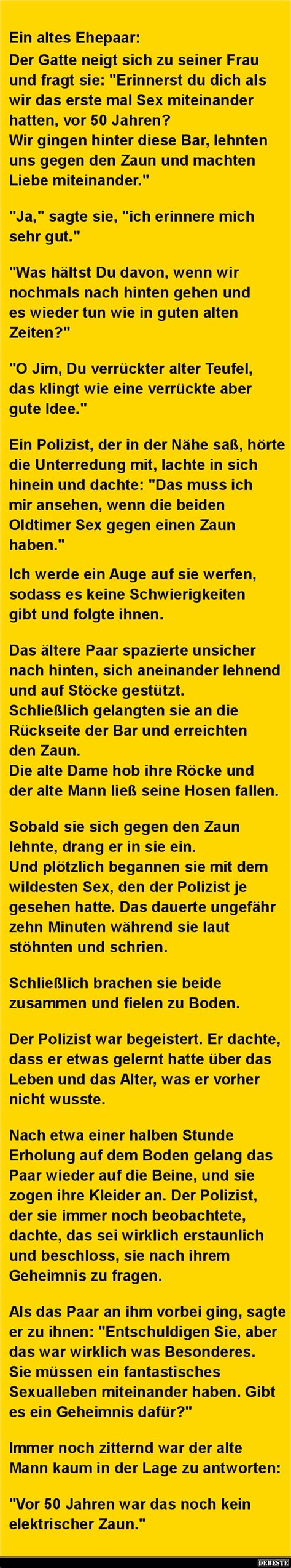 Ein Altes Ehepaar Der Gatte Neigt Sich Zu Seiner Frau Und Fragt Sie