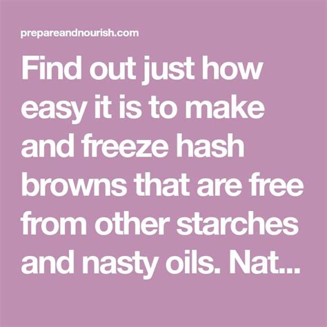 How To Make And Freeze Hash Browns Hashbrowns Homemade Shredded