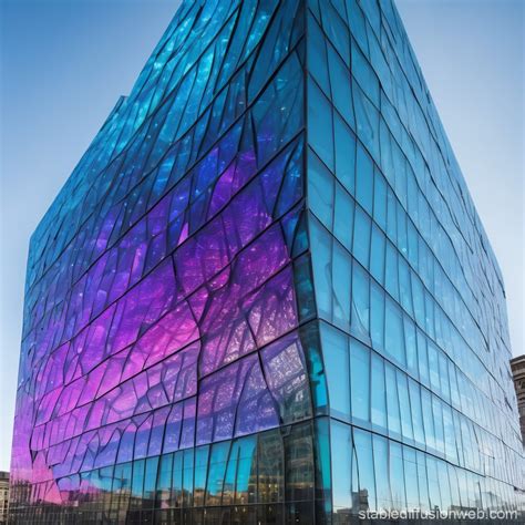 Futuristic Dichroic Glass Building Stable Diffusion Online