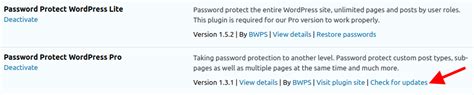 Updating Plugins Password Protect Wordpress Pro