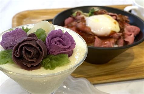 新栄のお肉食堂にくきゅうでローストビーフ丼とローズプリンをいただく