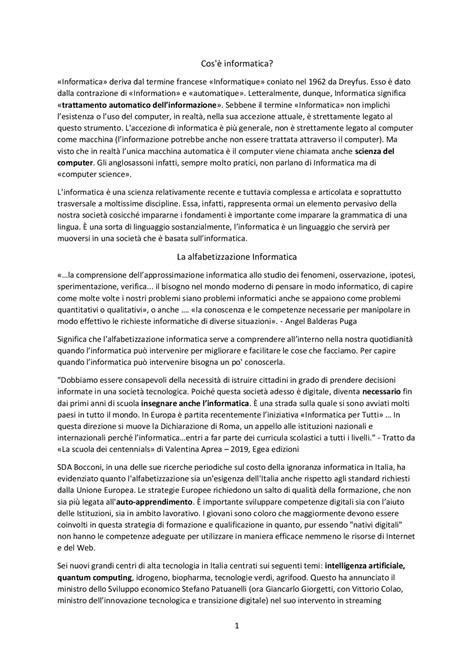 Introduzione Informatica Docsity