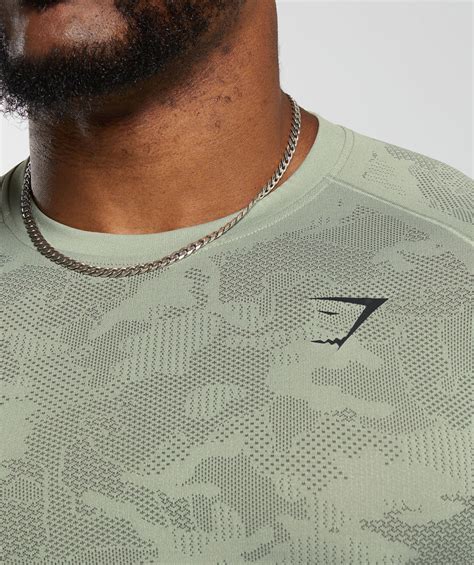 Gymshark Geo Seamless T Shirt Faded Greencore Olive Gymshark