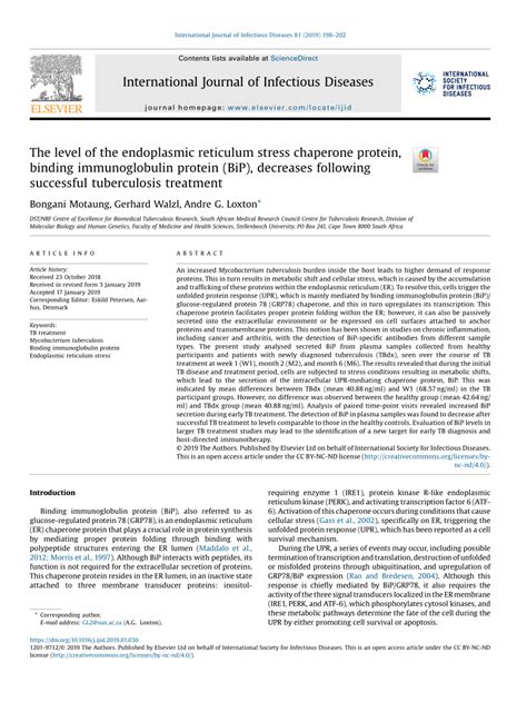 Pdf The Level Of The Endoplasmic Reticulum Stress Chaperone Protein
