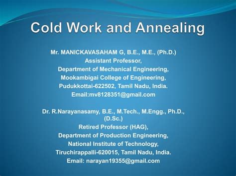 Cold Work And Annealing Recovery Recrystallization And Grain Growth Pptx