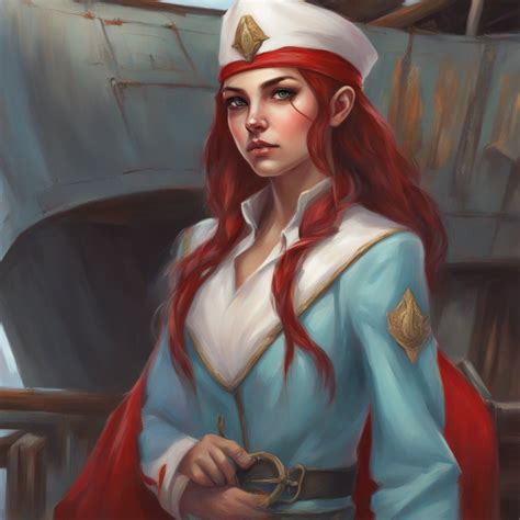 KREA AI Paiting Elf Female Arabic Ship Captain Pale B