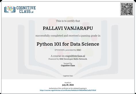 pallavi vanjarapu on linkedin ibm py0101en certificate cognitive class
