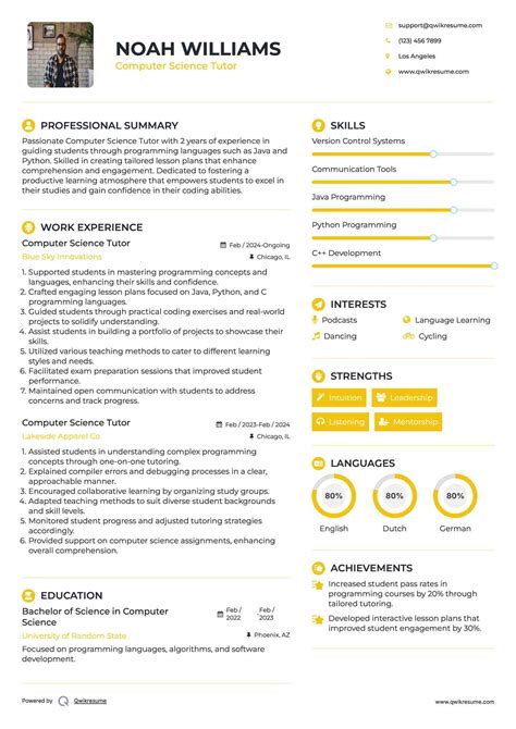 10 Computer Science Tutor Resume Samples And Templates For 2025