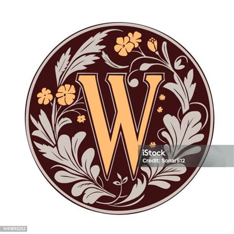 레터 W 플로럴 모노그램 빈티지 장식 이니셜 알파벳 나선형 스타일 0명에 대한 스톡 벡터 아트 및 기타 이미지 0명 골동품 그런지 이미지 기법 Istock