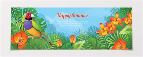 행복 한 여름 시간 관광 템플릿입니다 시간 여행 휴가 기관 웹 사이트 플라이어 브로셔 벡터 일러스트 레이 션을 합니다 자연 새 피리 새 류 식물 꽃 컬러 배경 0명에 대한