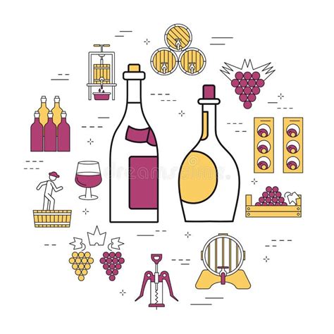 Linear Concept Of White And Red Wine Stock Vector Illustration Of