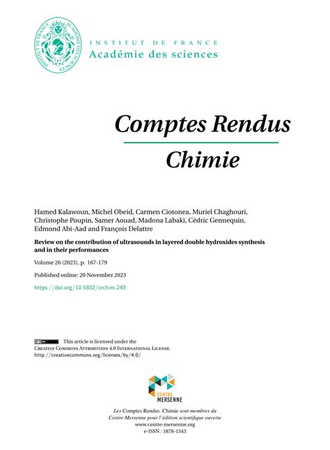 Pdf Review On The Contribution Of Ultrasounds In Layered Double Hydroxides Synthesis And In