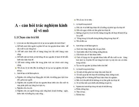 [CSC] đề thi version 4 - A - c©u hái tr¾c nghiÖm kinh t ế vi mô 1. Chän c©u tr¶ lêi ####### 1 ...