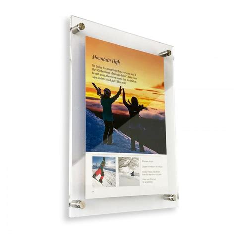 Acrylic Poster Display Frame Clear Perspex Back Panel With Stand Offs A4 A3 A2 A1 And A0