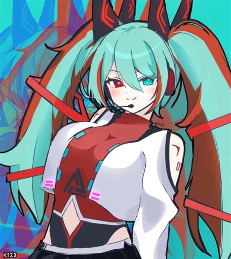 Rule 34 1girls Big Breasts Blue Hair Detailed Background Dj Tds Female Heterochromia Mako Dj