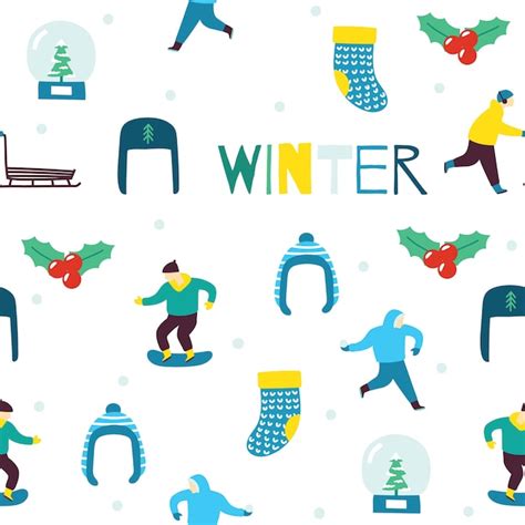 Premium Vector Seamless Pattern In Winter Theme