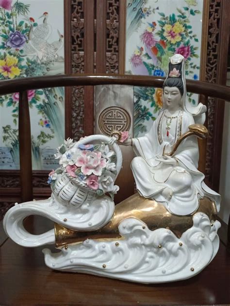 Chinese Antique Kwan Yin Statue White Porcelain Hobbies And Toys