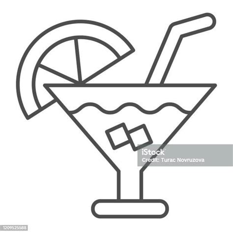 칵테일 얇은 라인 아이콘입니다 파티 음료 벡터 그림 흰색에 격리 웹 및 응용 프로그램을 위해 설계된 알코올 음료 개요 스타일 디자인 Eps 10 감귤류 과일에 대한 스톡