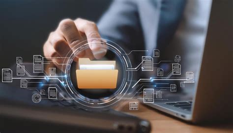 Record Keeping And Data Management Featuring Symbols Like A File Folder Documents And A Computer