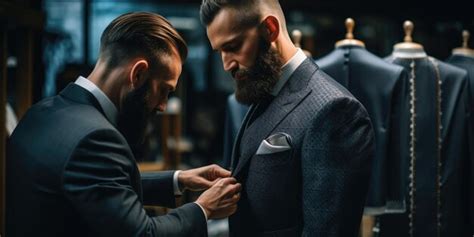 Premium Ai Image A Mens Suit Tailor Making Adjustments To A New Suit