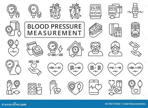 Conjunto De Iconos De Medición De La Presión Arterial En El Diseño De