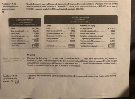 Solved Problem 17 4B Calculating Financial Statement Ratios Chegg