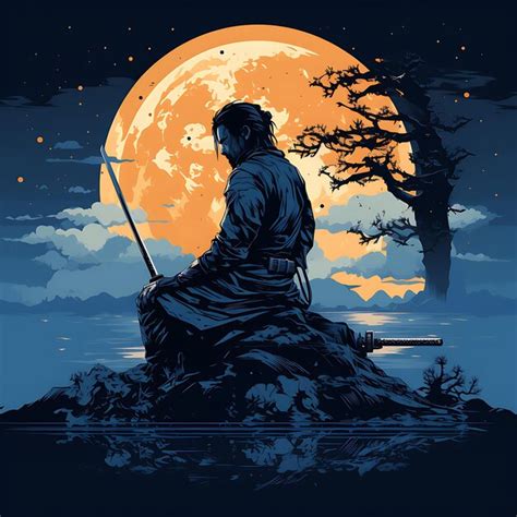 Premium Photo Tshirt Design Of Ronin Samurai In Contemplative Pose