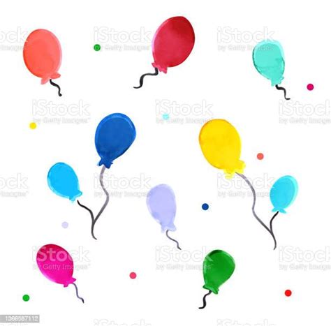 여러 가지 빛깔의 풍선이 있는 스퀘어 생일 초대 카드 일러스트 선물 포장지 파티 데코 장식 0명에 대한 스톡 벡터 아트 및 기타