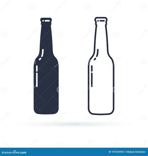 Beer Bottle Vector Icon Alcohol Drink Filled And Line Icons Set On A White Background Stock
