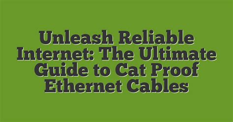Unleash Reliable Internet The Ultimate Guide To Cat Proof Ethernet Cables