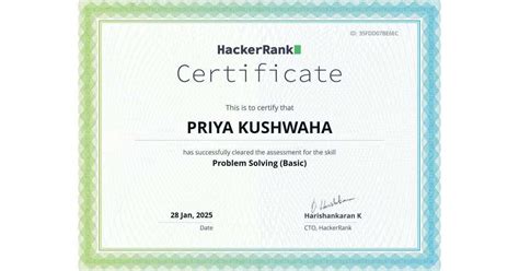 Priya Kushwaha On Linkedin Hackerrank Skill Certificate