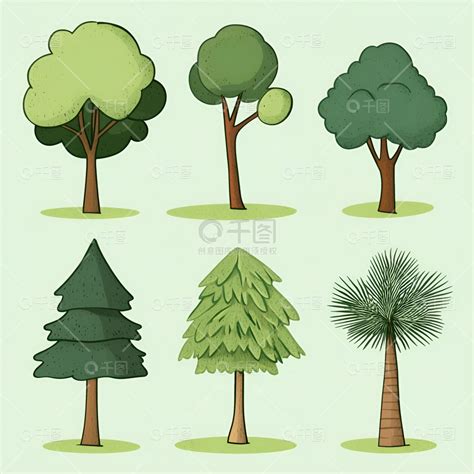 Treeai数字艺术 Tree卡通风简约可爱六棵树森林场景插画 Ai平面元素免费下载 Png格式 4096像素 编号71589516 千图网