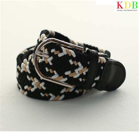 여자 남자 캐주얼 버클 지그재그 패턴 스판 벨트