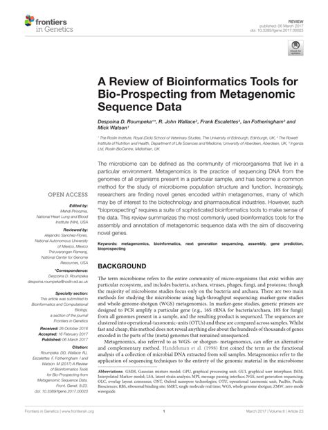 pdf a review of bioinformatics tools for bio prospecting from
