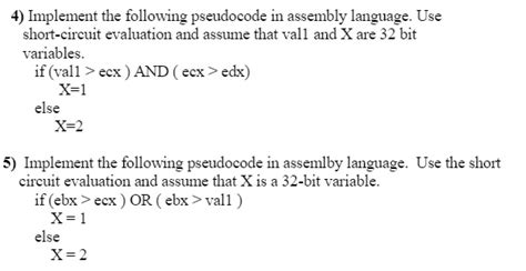 Solved Implement The Following Pseudocode In Assembly Language Use
