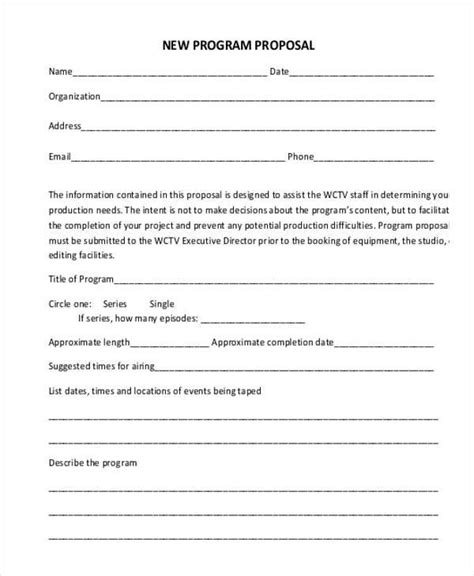 Free 8 Program Proposal Forms In Pdf Ms Word