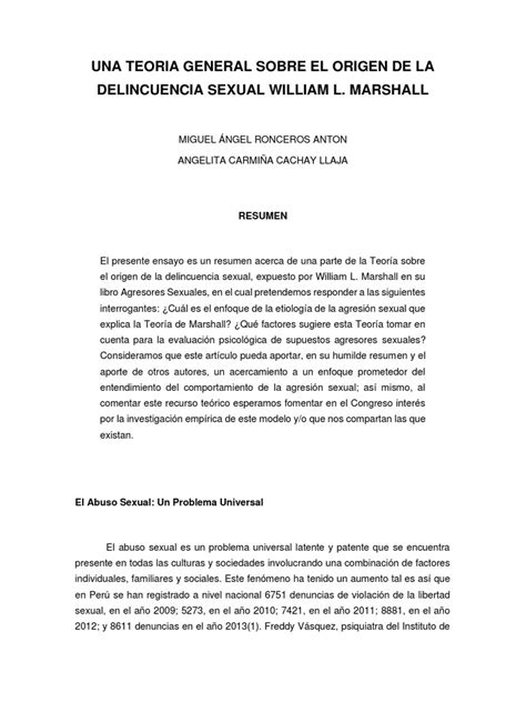 Una Teoria General Sobre El Origen De La Delincuencia Sexual William L
