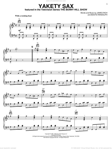 Randolph Yakety Sax Sheet Music For Voice Piano Or Guitar