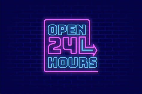 Letrero de neón abierto veinticuatro horas Vector Gratis