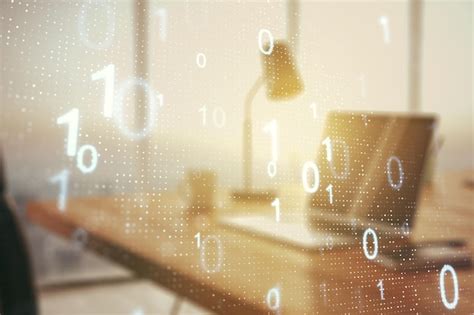 Premium Photo Creative Abstract Binary Code Sketch On Modern Laptop
